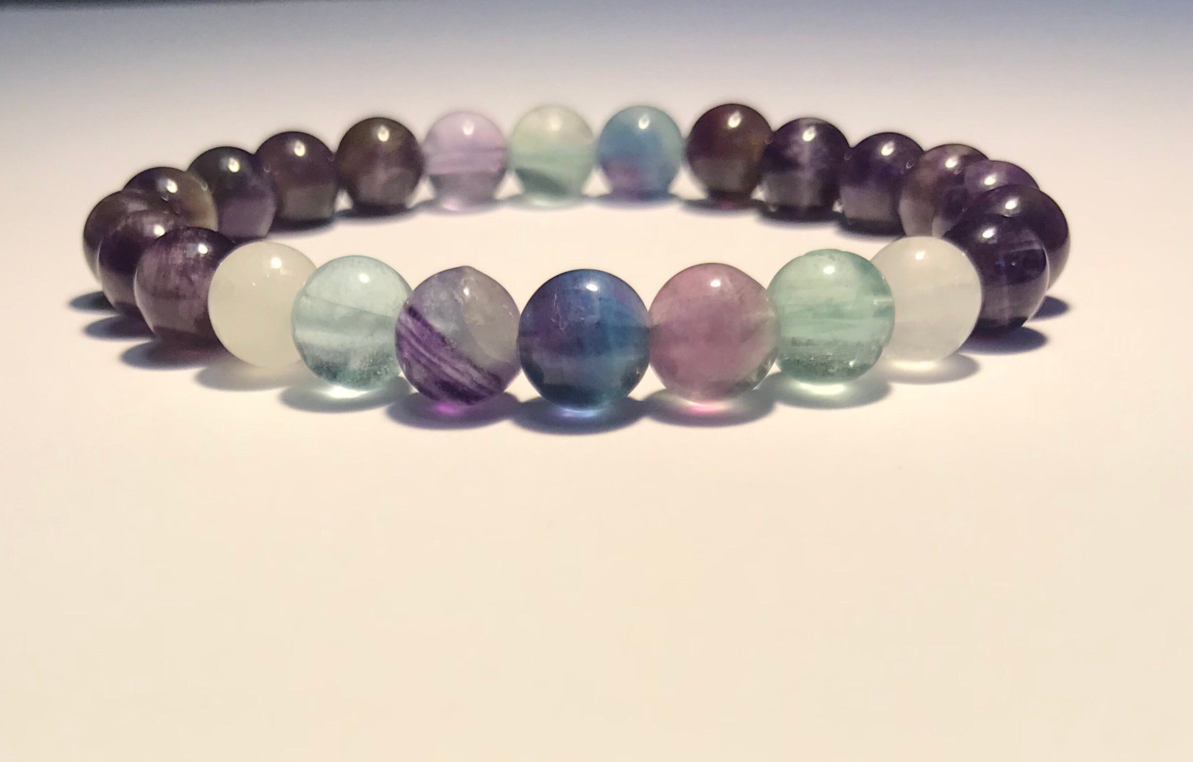 8mm Fluorite Amethyst and Quartz Mala Bracelet Fidget Worry - Etsy.de