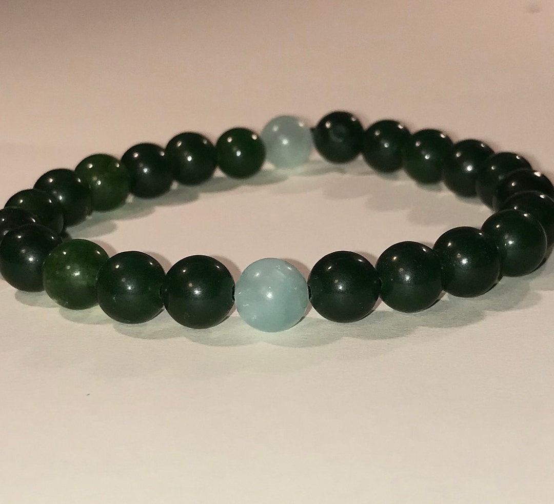 8mm Green Jasper and Amazonite Mala Bracelet Fidget Worry - Etsy