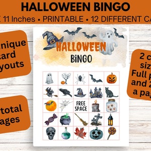 Printable Halloween Bingo Game, Family Friendly Party Activity for Kids ...