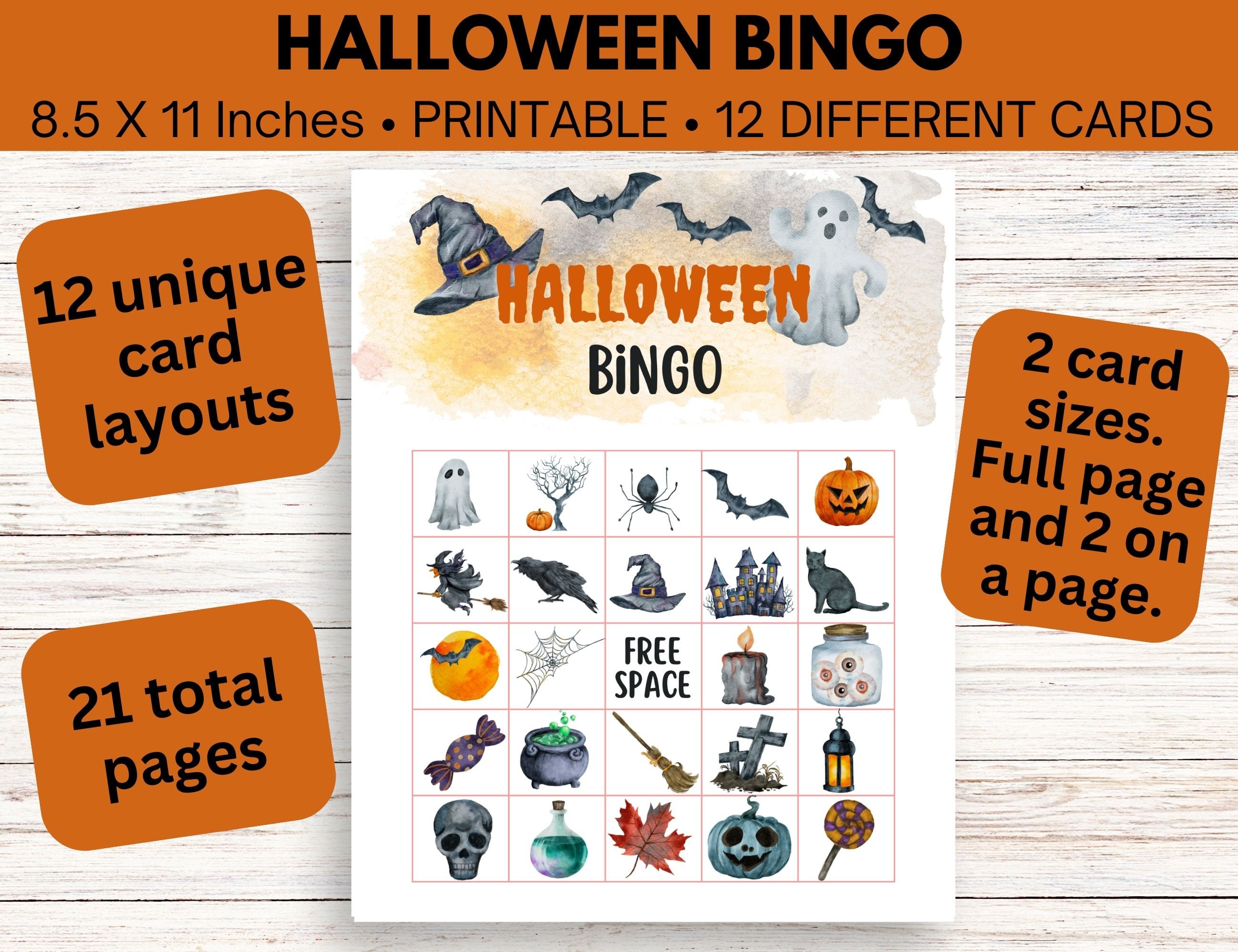 Printable Halloween Bingo Game, Family Friendly Party Activity for Kids ...