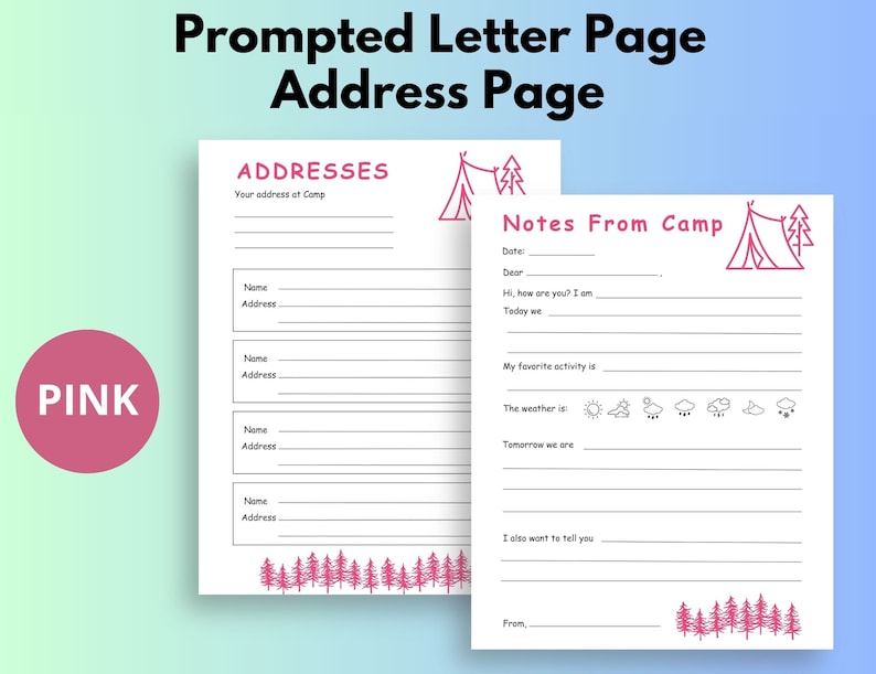 Summer Camp Stationery, Prompted Fill-in Notes (digital Download) - Etsy