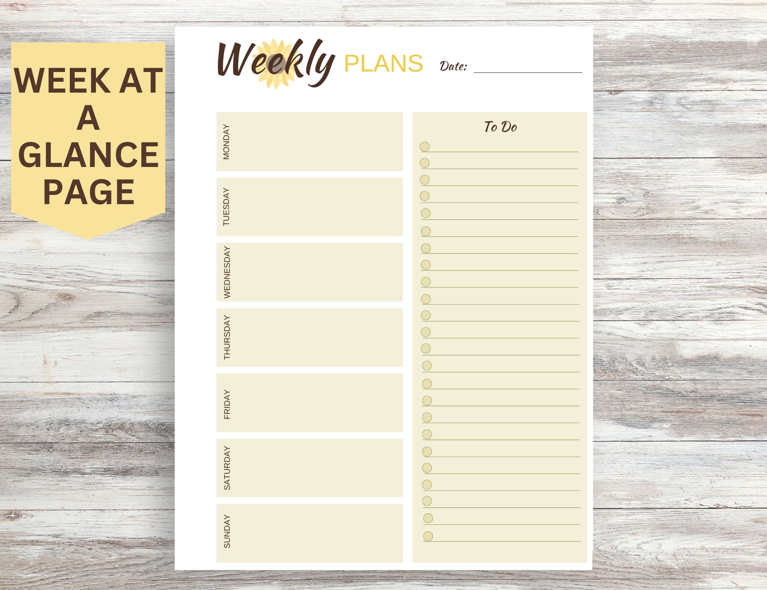 Printable Planner Sunflower Theme Daily Weekly Monthly - Etsy