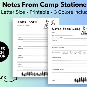 Summer Camp Stationery, Prompted Fill-in Notes (digital Download) - Etsy