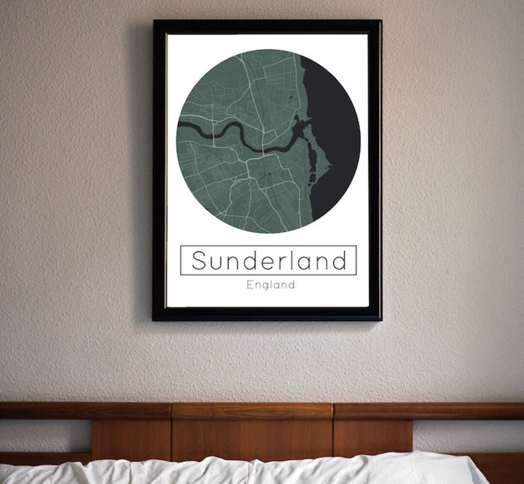 Sunderland Printable Wall Art British Decor City Map - Etsy