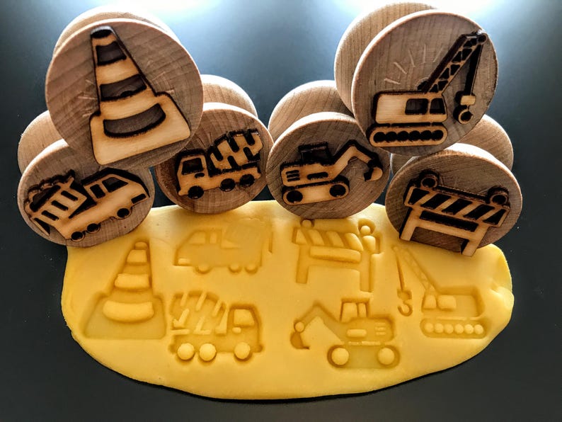 Wooden Construction Stampers|| Set of 6 Playdough Stamps||sustainably ...