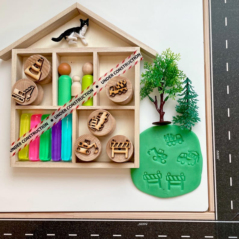 Wooden Construction Stampers|| Set of 6 Playdough Stamps||sustainably ...