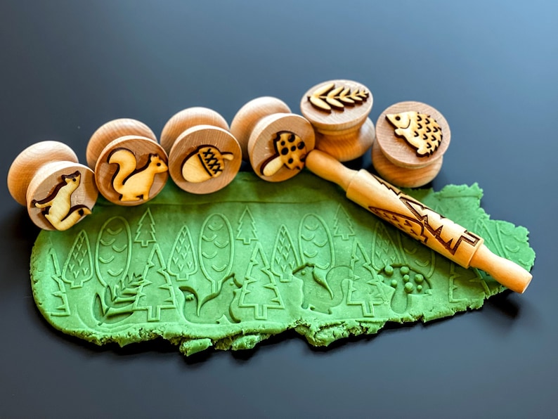 Fall Woodland Stampers|| Set of 6 Handcrafted,wood Playdough Stamps ...