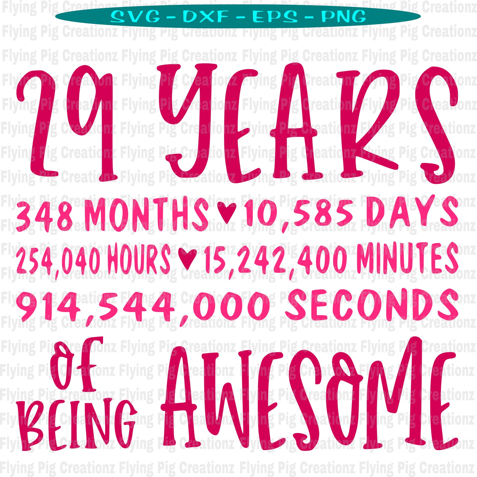 29 Years Old Svg 29th Birthday Svg Twenty-nine Svg 29 and | Etsy