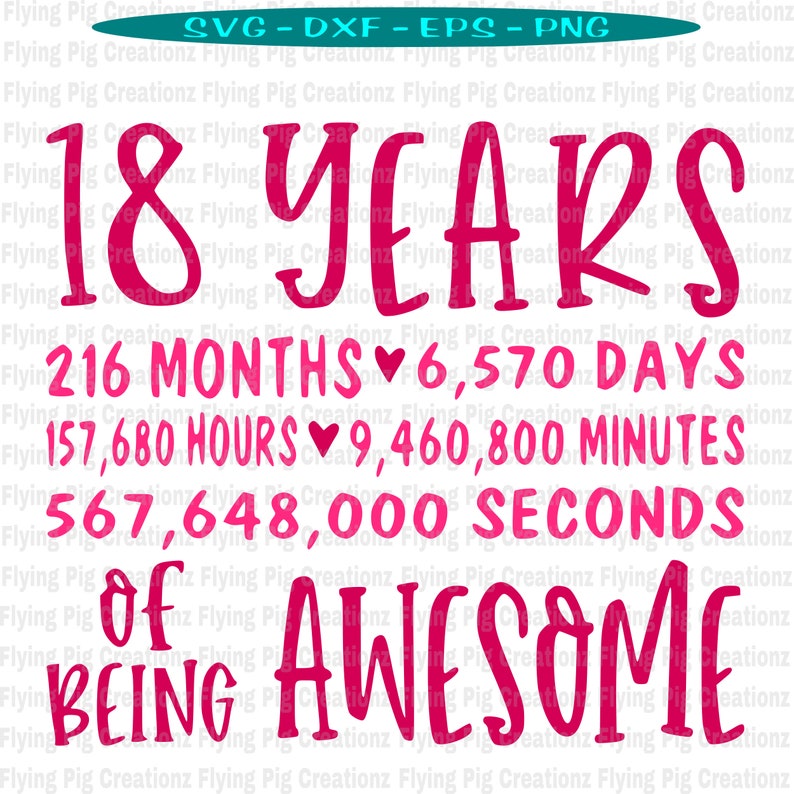 18 Years Old Svg 18th Birthday Svg Eighteen Svg 18 and - Etsy