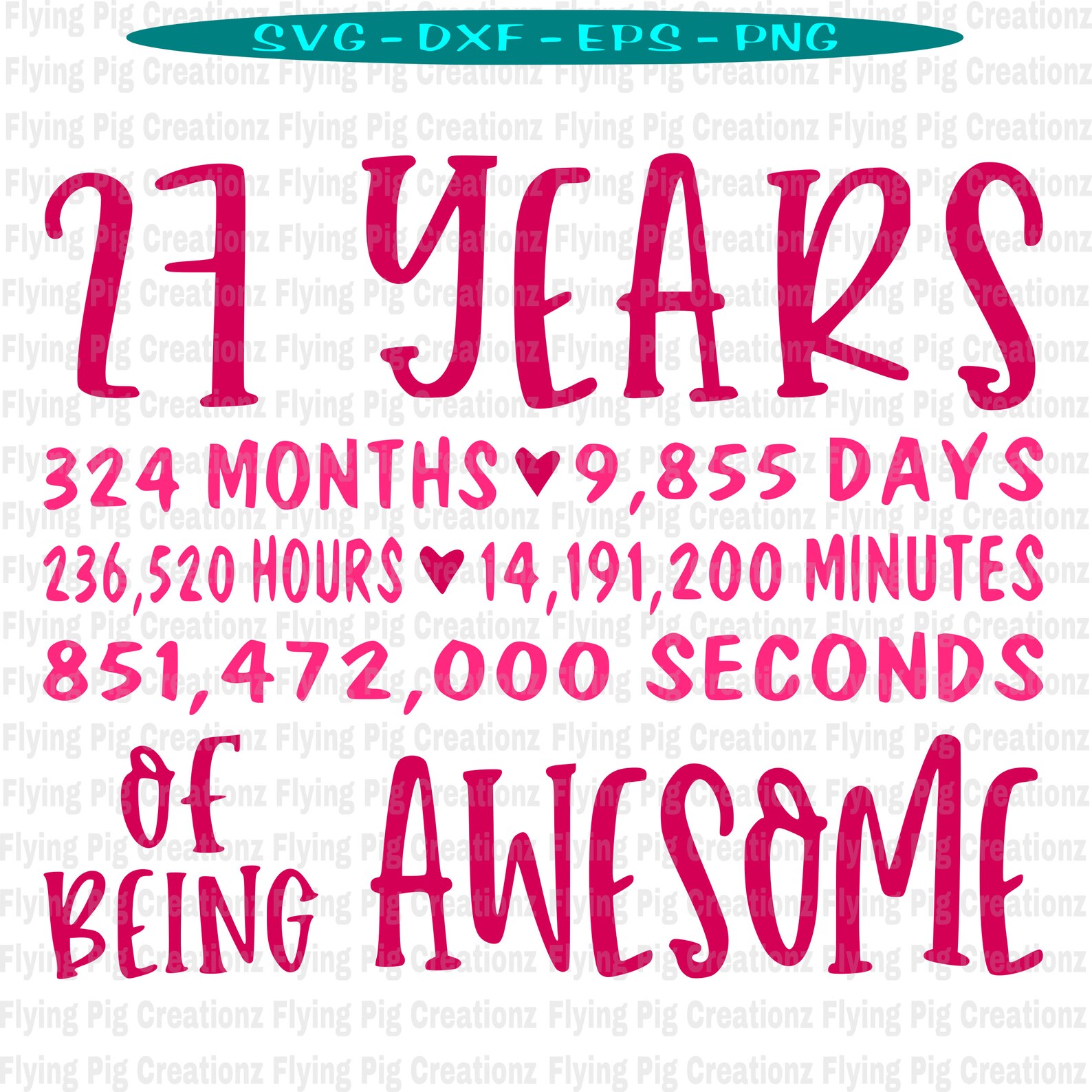 27 Years Old Svg 27th Birthday Svg Twenty-seven Svg 27 and - Etsy