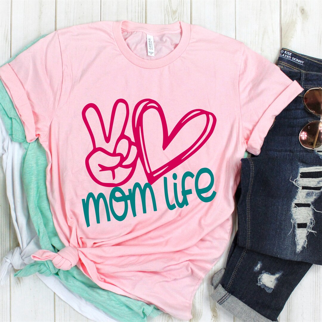 Peace Love Mom Life Svg, Mom Life Svg, Peace Fingers Svg, Motherhood ...