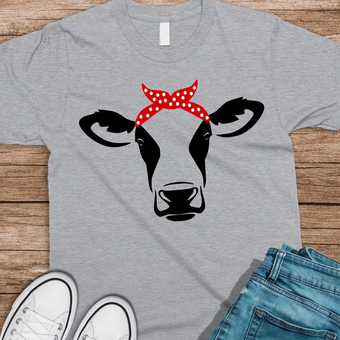 Cow Svg Cow With Bandana Svg Cow With Bow Svg Cow With Hair - Etsy