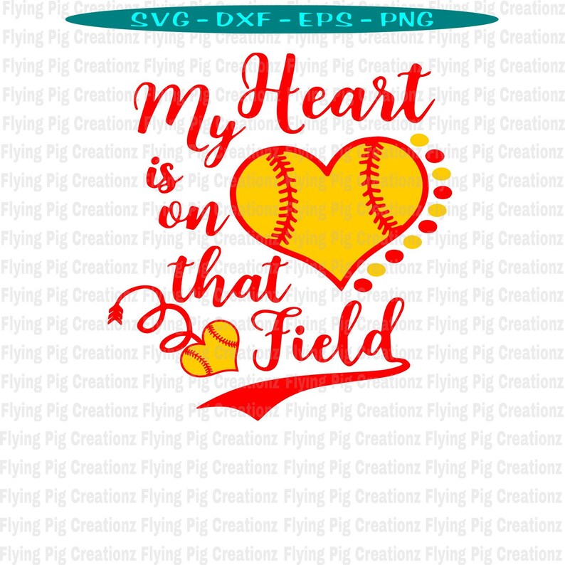 My Heart is on That Field Svg Softball Svg Softball Heart - Etsy