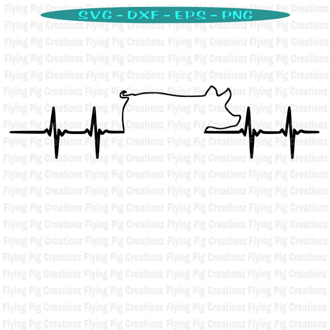 Pig Outline Heart Heartbeat EKG Live Love Show Showstock 4H | Etsy