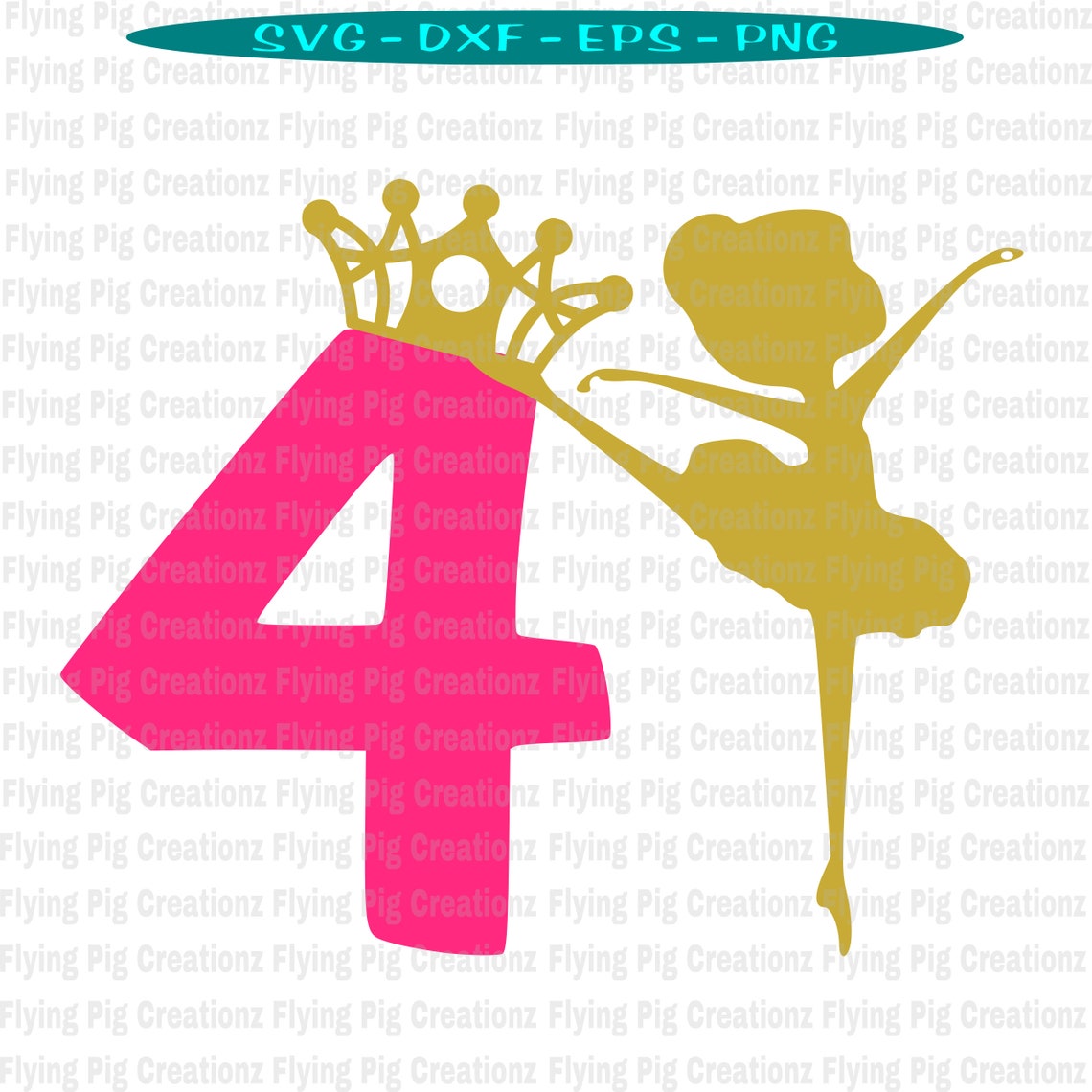 4 SVG 4th Birthday Svg Four Svg Ballerina Birthday Svg - Etsy