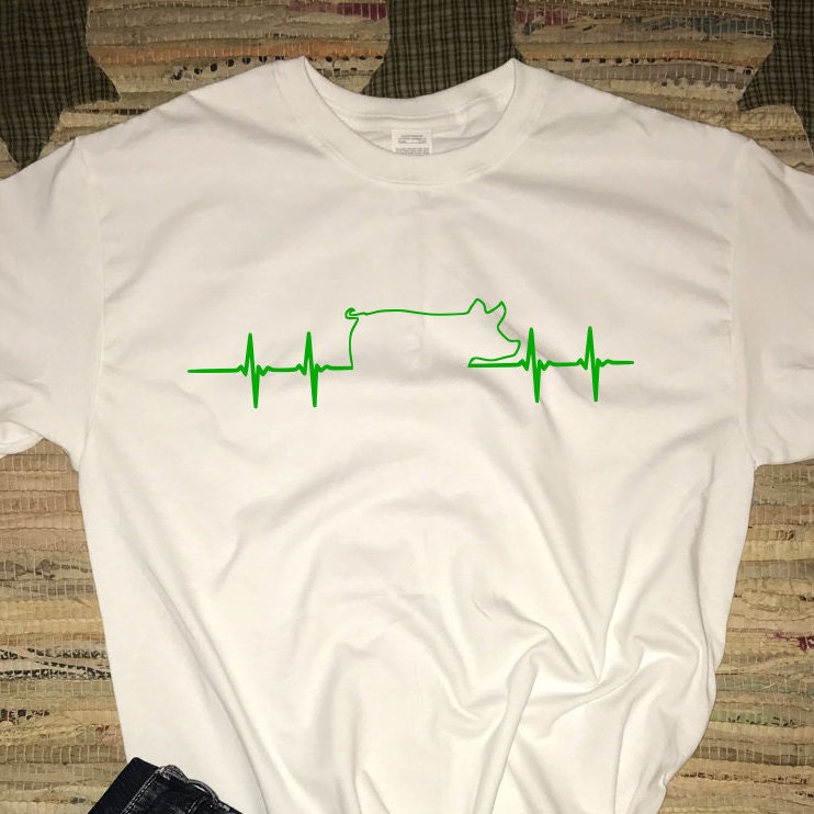 Pig Outline Heart Heartbeat EKG Live Love Show Showstock 4H | Etsy