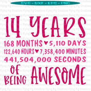 14 Years Old Svg 14th Birthday Svg Fourteen Svg 14 and - Etsy