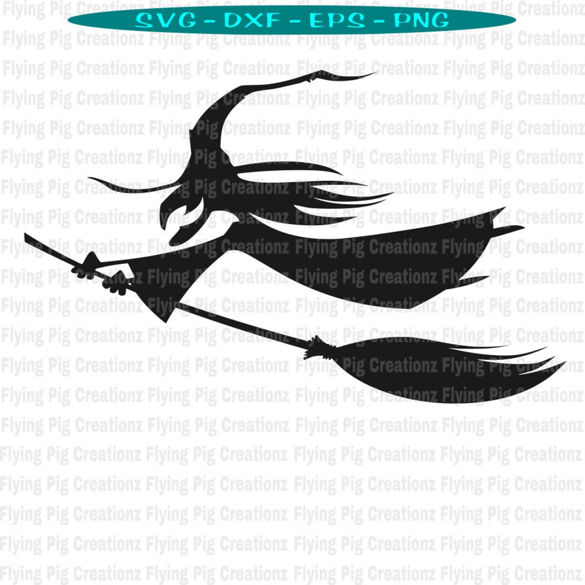 Witch SVG Flying Witch Svg Flying Witch With Broom Svg | Etsy