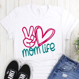 Peace Love Mom Life Svg, Mom Life Svg, Peace Fingers Svg, Motherhood ...