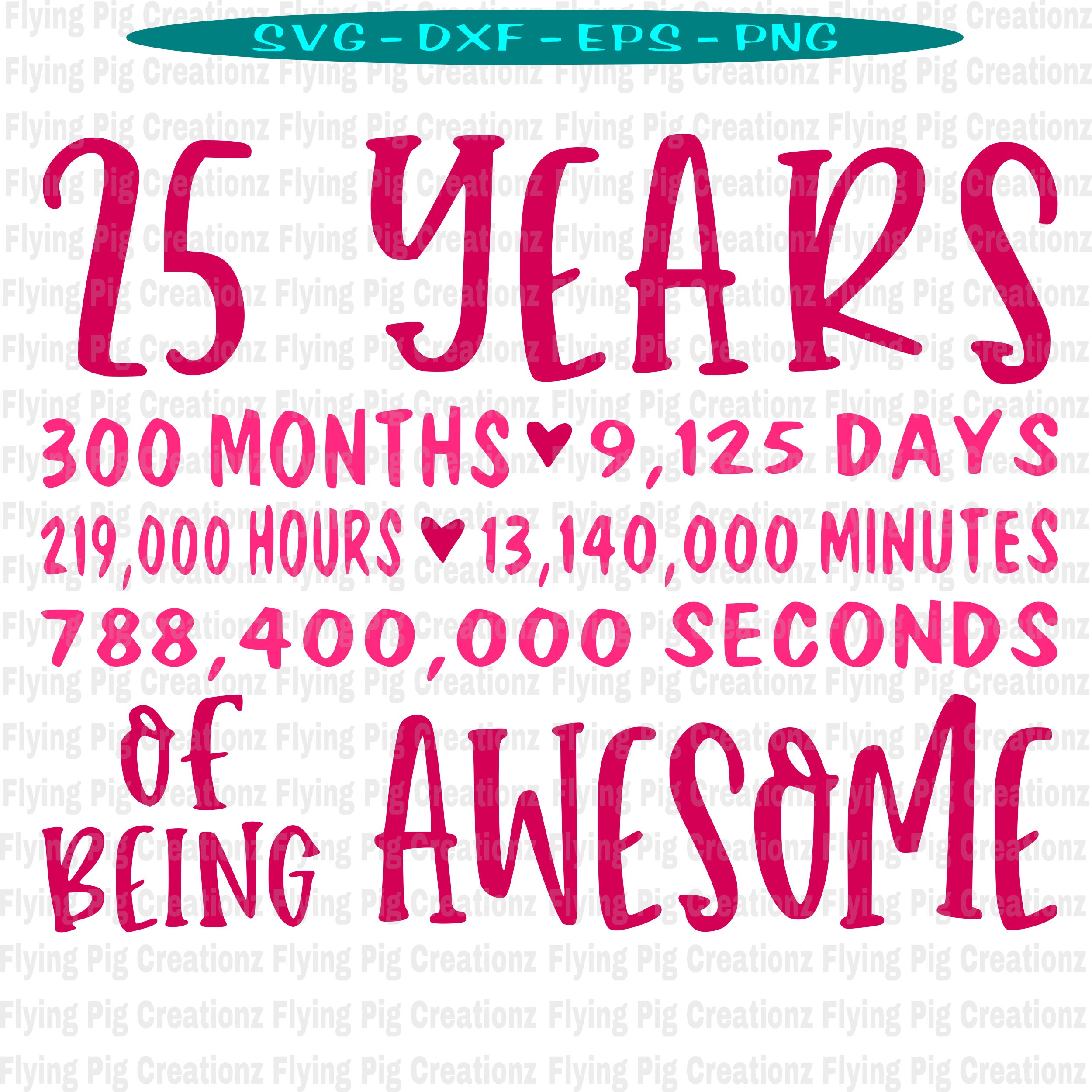 25 Years Old Svg 25th Birthday Svg Twenty-five Svg 25 and | Etsy