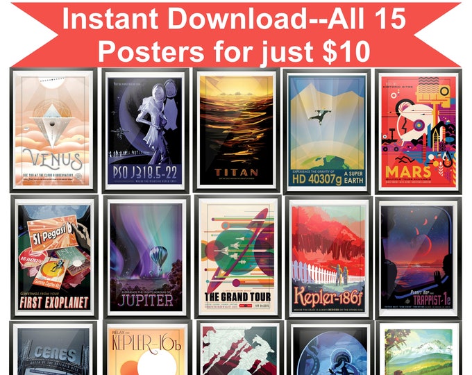 NASA Posters, Complete 15 Piece Set, Instant Download, NASA Print ...