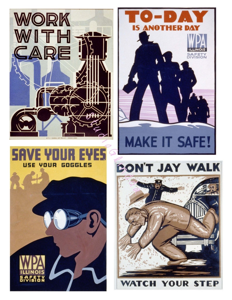 WPA Posters. 20 Prints on 5 Collage Sheets, Aviation, Math, National ...