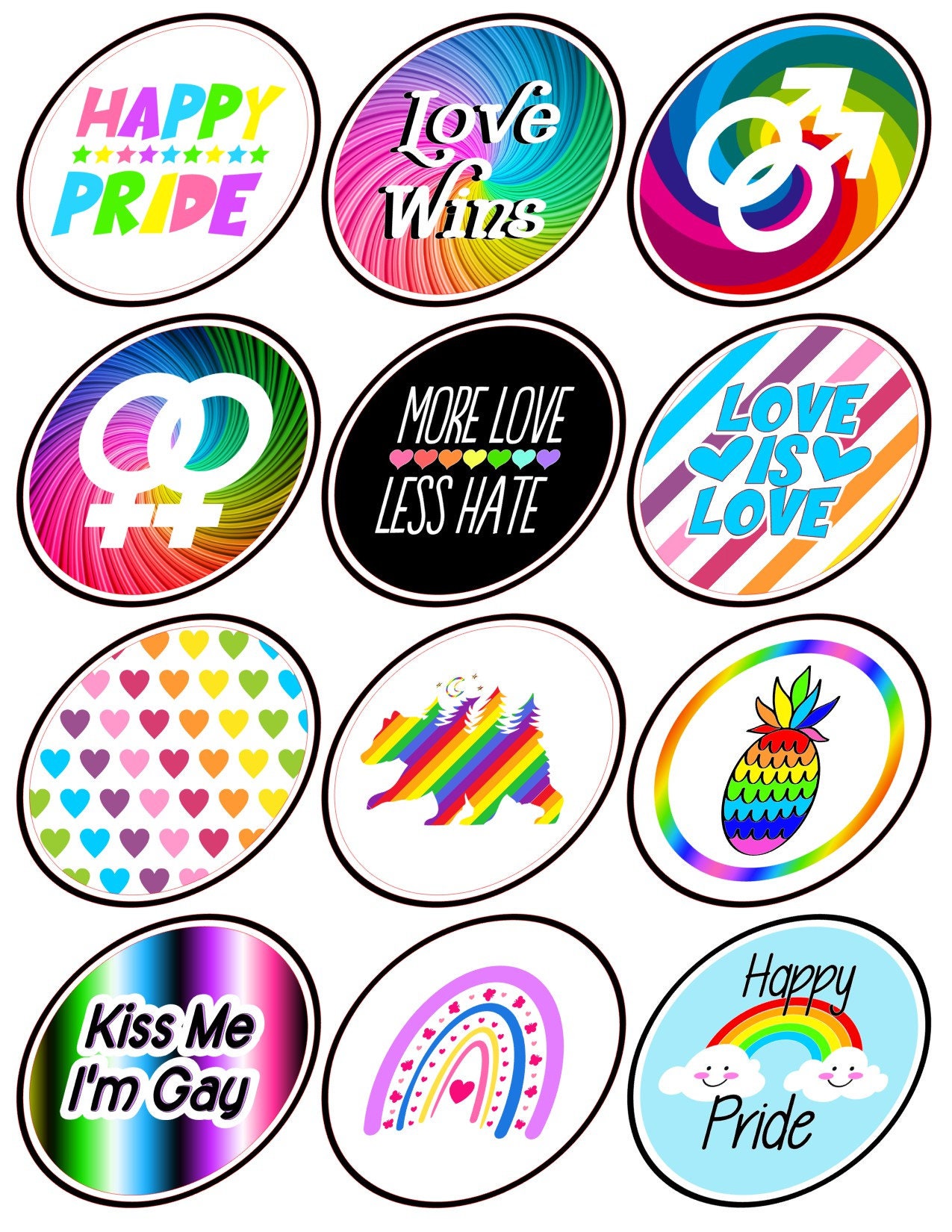Pride Button Images, Instant Download Round Button Collage Sheets ...