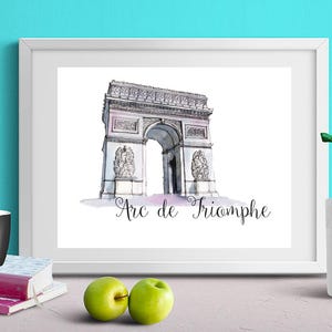 Arc De Triomphe Printable, Arc De Triomphe Water Color Print, Paris ...
