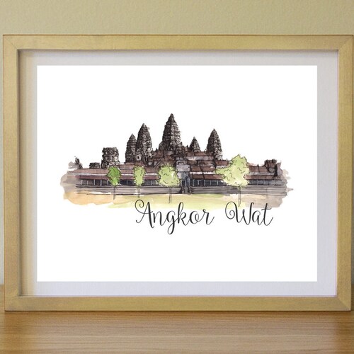 Angkor Wat Printable Angkor Wat Water Color Art Cambodian | Etsy