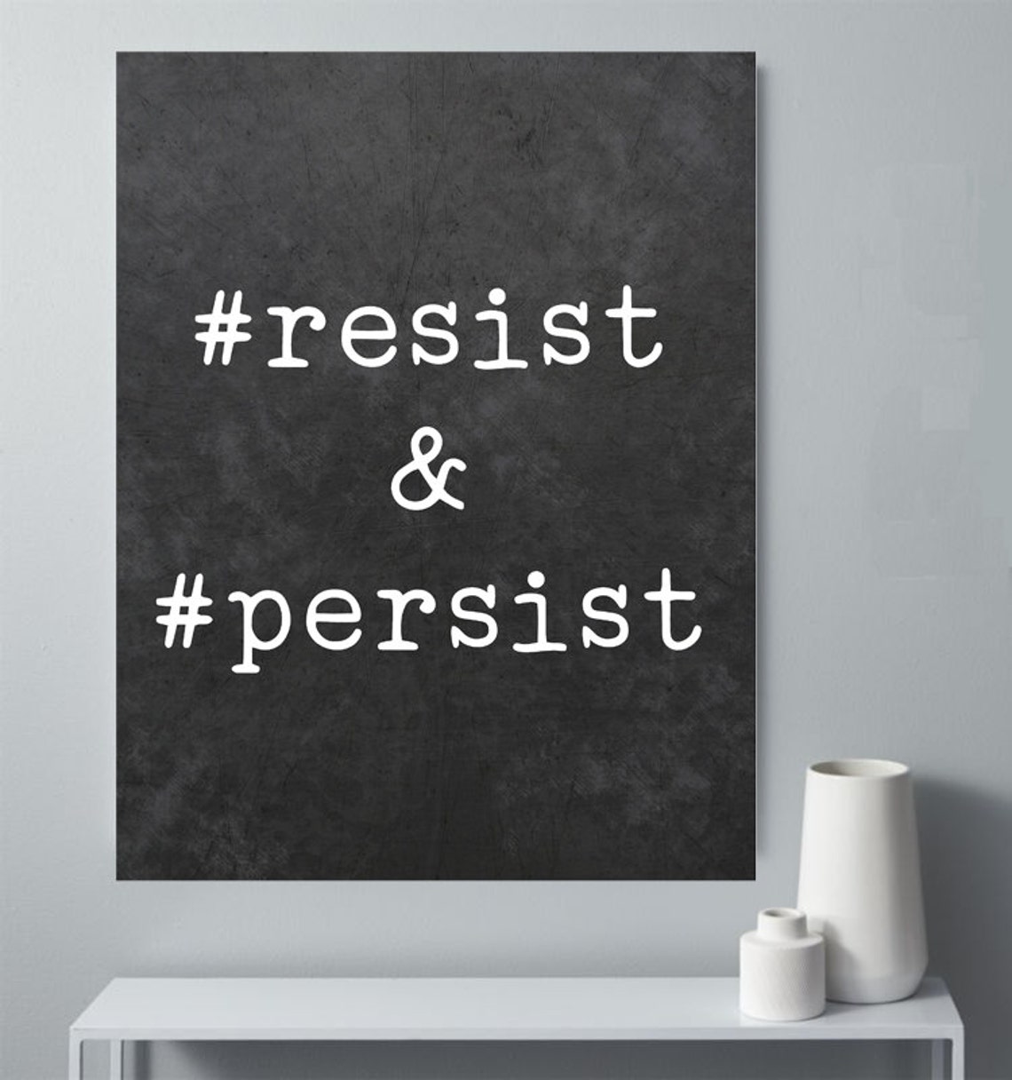 Resist and Persist Chalkboard Printable Typography Print | Etsy