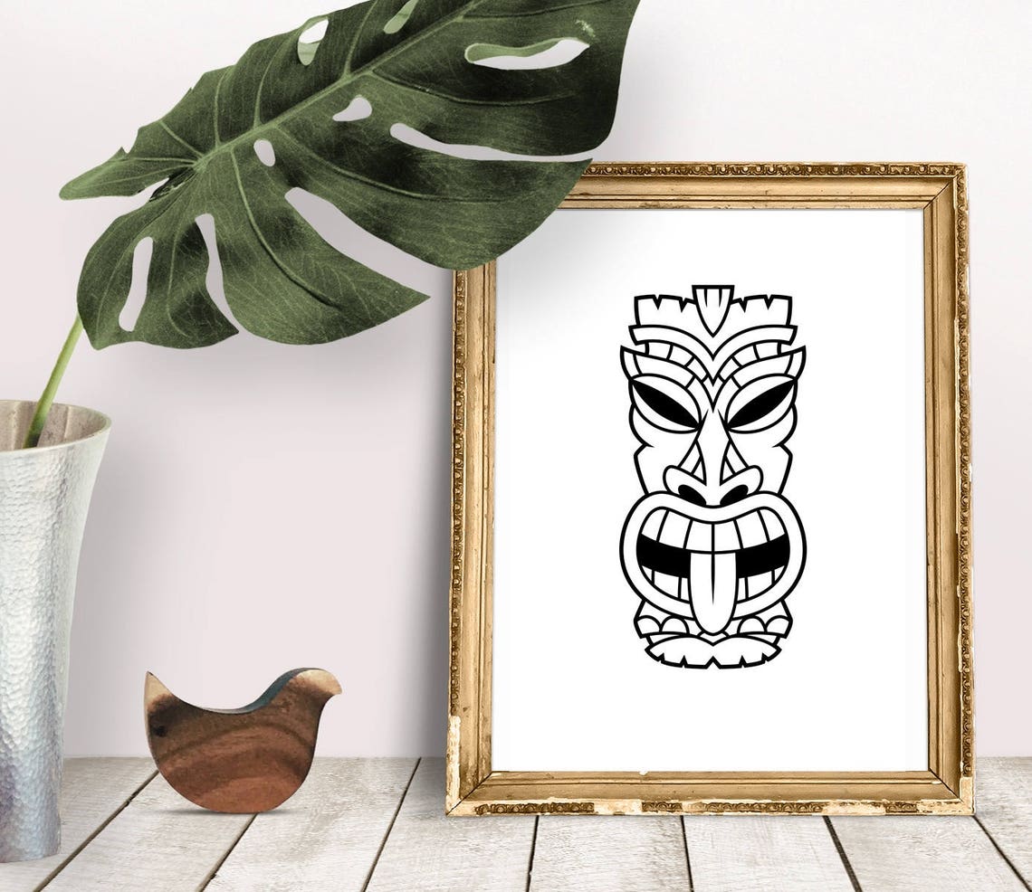 Tiki Printable, Tiki Poster, Luau Party Decor, Tiki Statue, Tiki Bar ...
