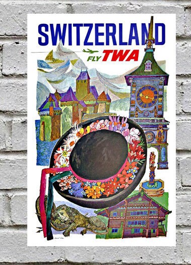 Swiss Travel Posters Set of 4 Vintage Full Size Posters. Switzerland ...