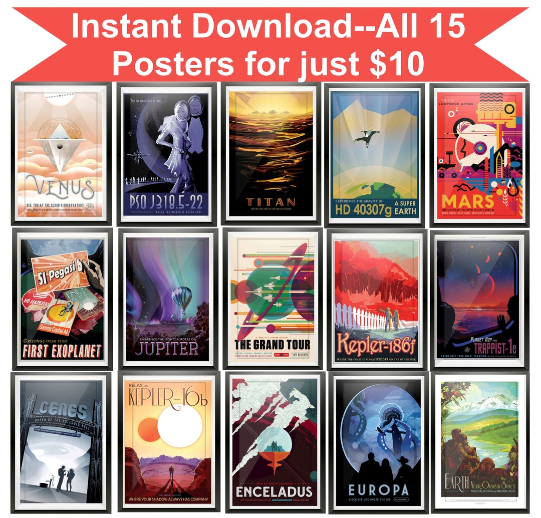 NASA Posters, Complete 15 Piece Set, Instant Download, NASA Print ...