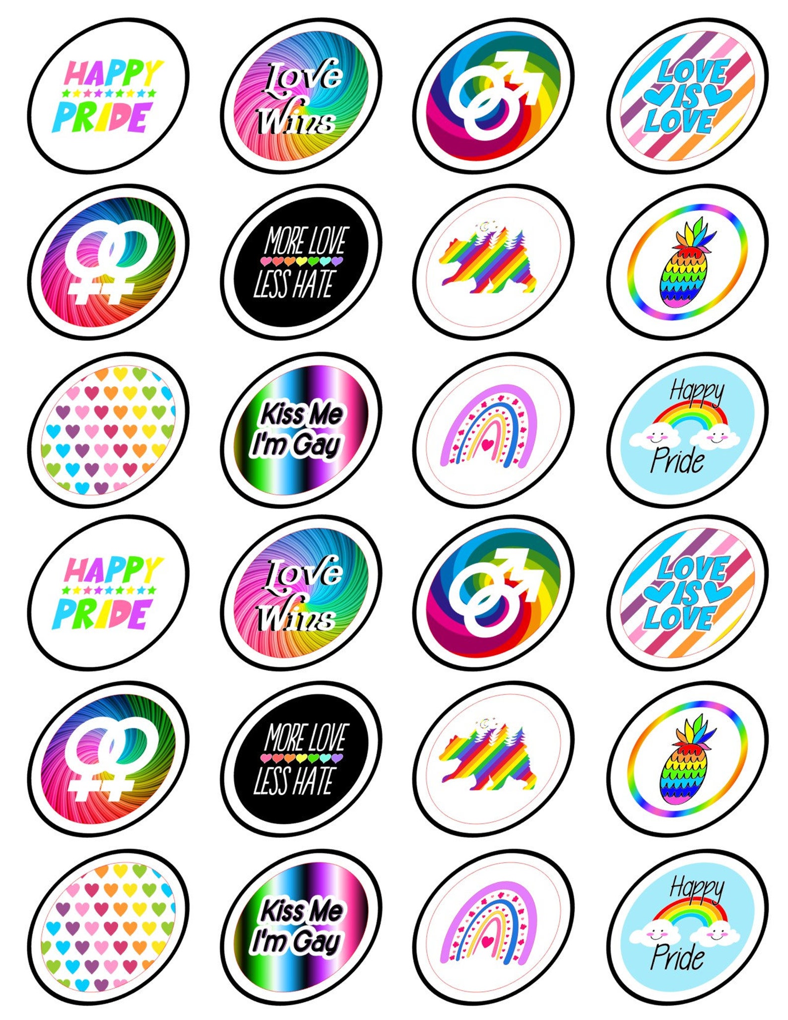 Pride Button Images, Instant Download Round Button Collage Sheets ...