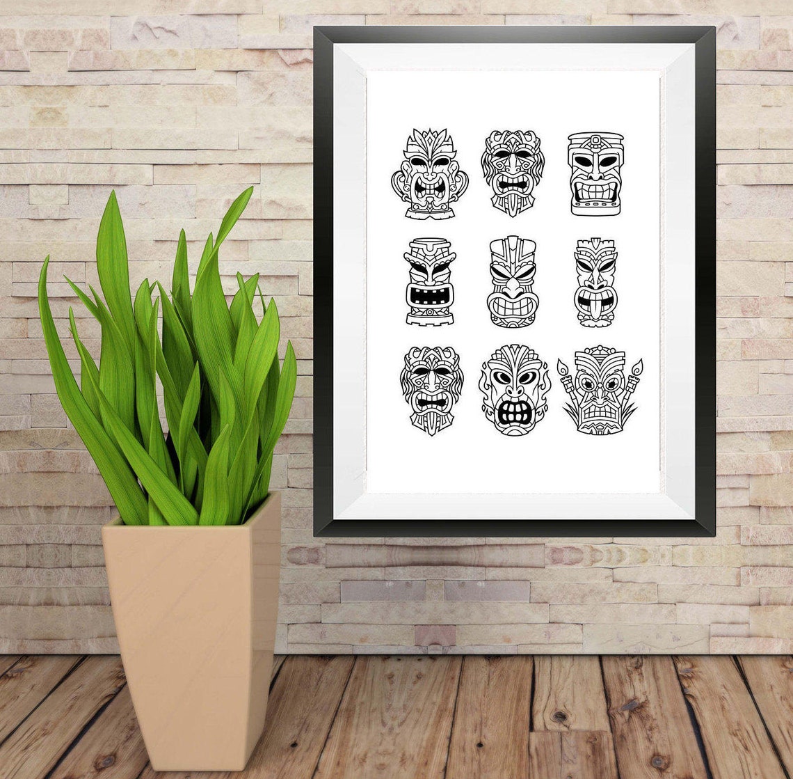 Tiki Printable Poster, Tiki Party Print, Tiki Party Decor, Tiki Icons ...