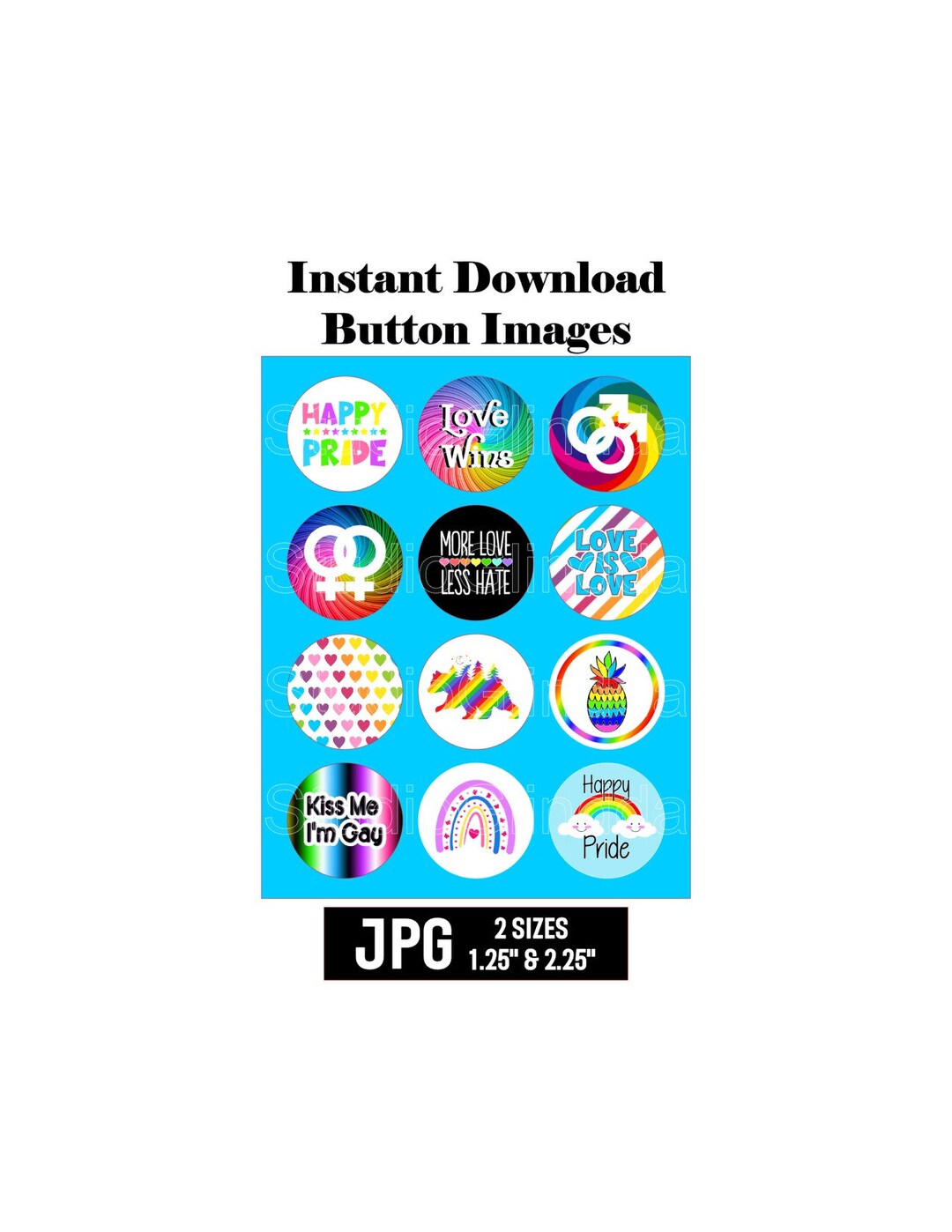 Pride Button Images, Instant Download Round Button Collage Sheets ...