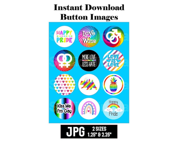 Pride Button Images, Instant Download Round Button Collage Sheets ...