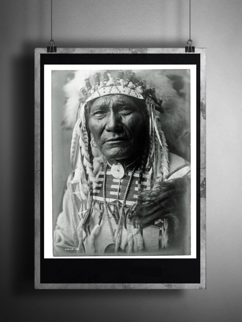 Ghost Bear Portrait by Edward Curtis, Crow Indian Montana, Feathers ...