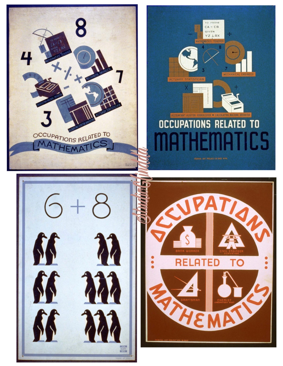 Mathematics Posters, WPA Posters, VINTAGE Art Deco 1930s, Occupations ...