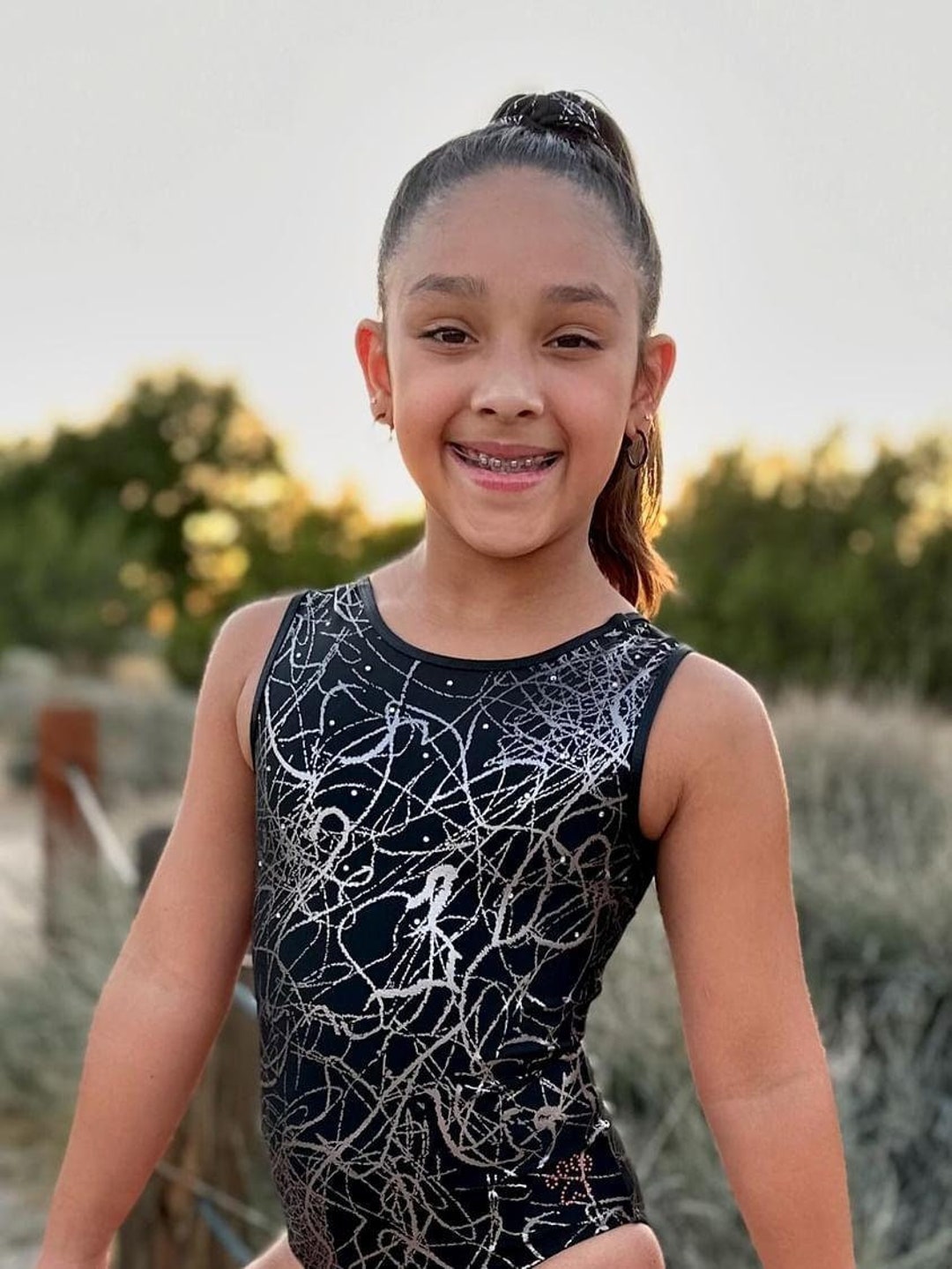 Gymnastics Leotard Black Silver Mesh Leo Girls Birthday Gift Gymnast ...