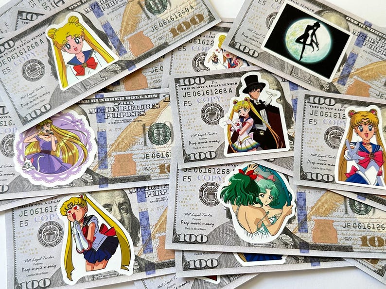 Sailor Moon Theme 100 Prop Bill Placeholders for Cash Stuffing, Bill ...