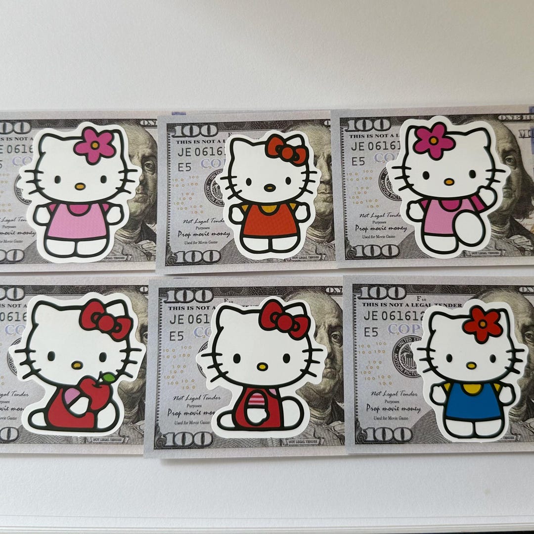 Hello Kitty Theme 100 Prop Bill Placeholders for Cash Stuffing, Bill ...
