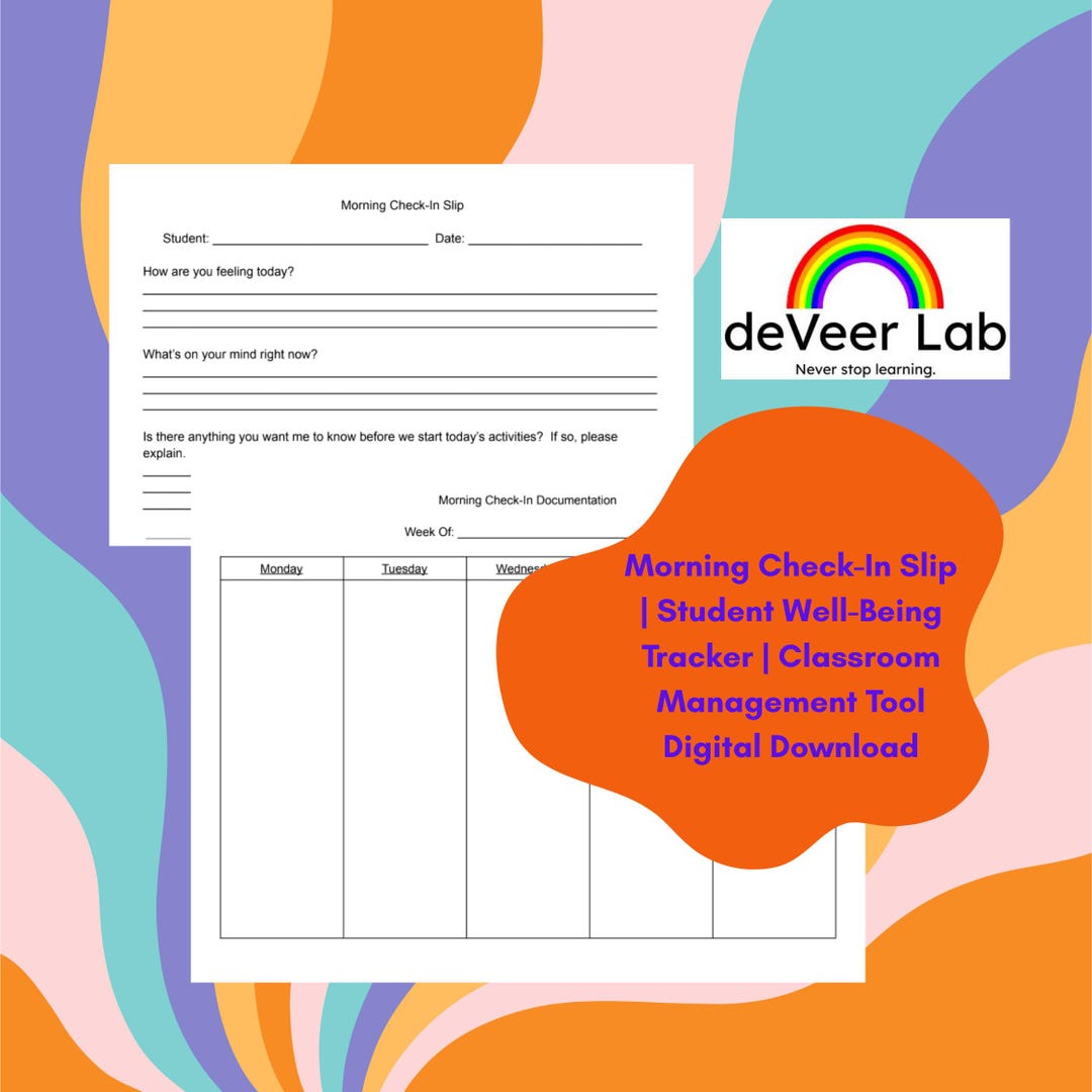 Morning Check-in Slip | Student Well-being Tracker | Classroom ...