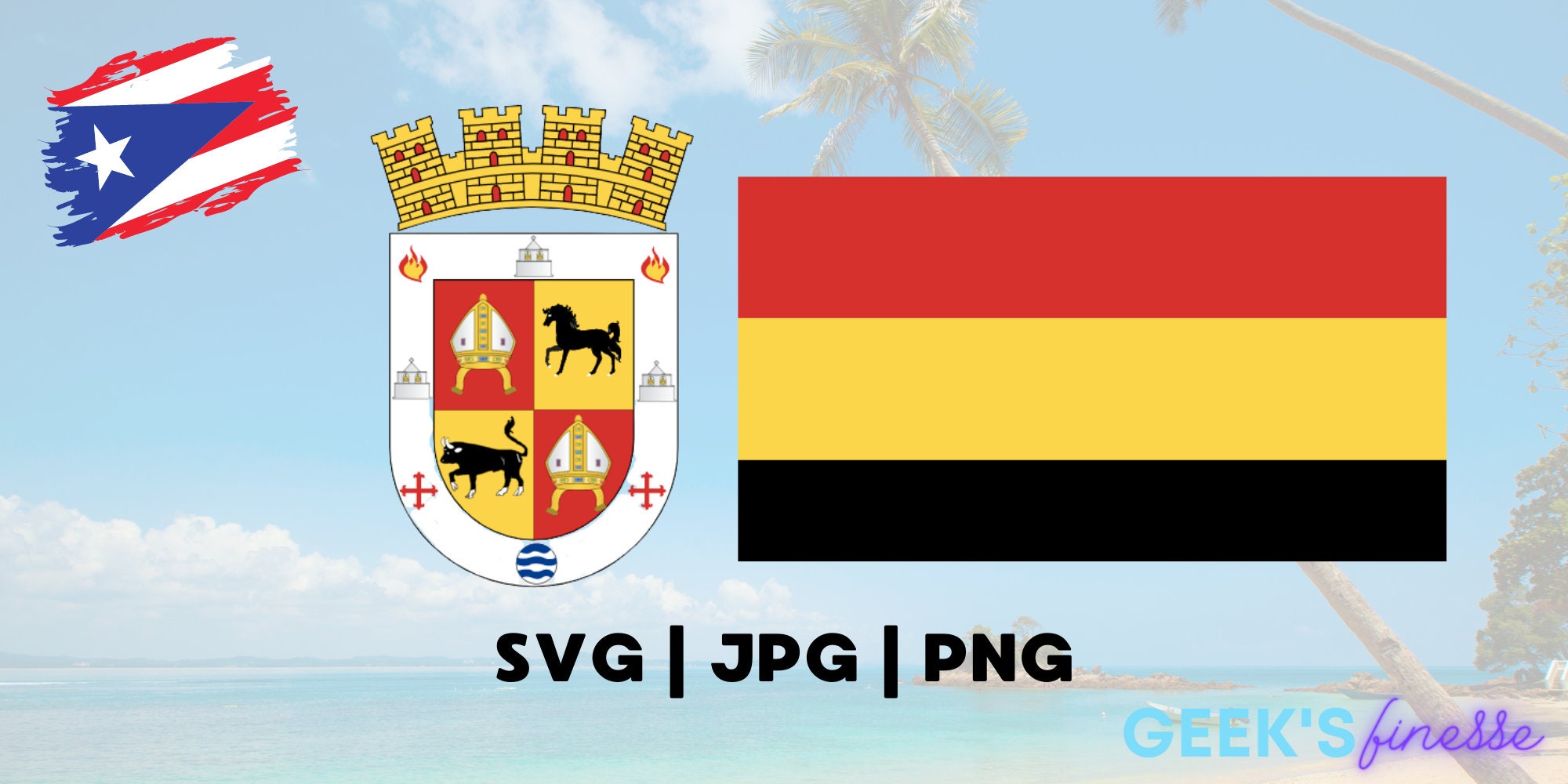 Coamo Puerto Rico Flag Coat of Arms Escudo De Armas JPG - Etsy Ireland