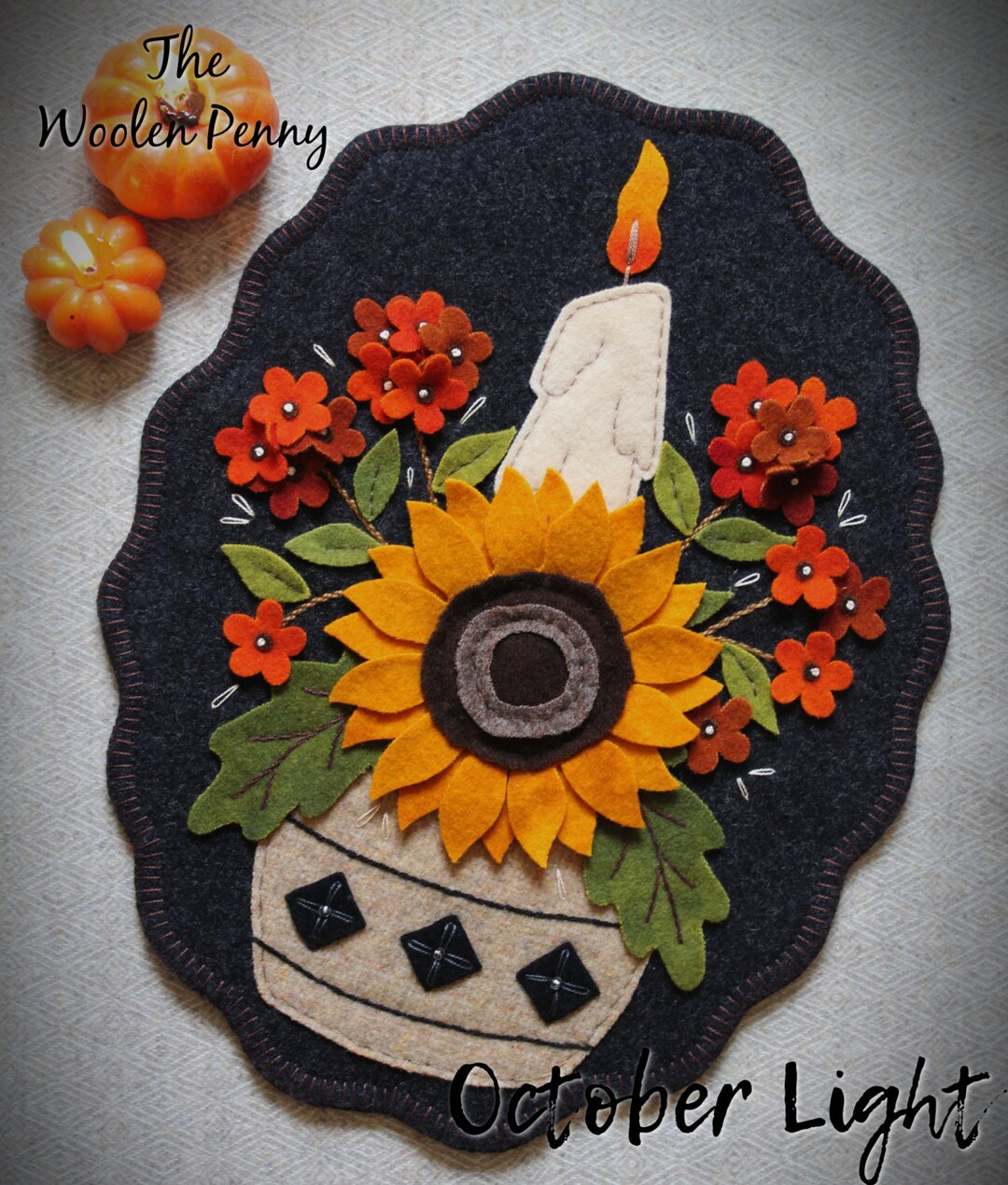 October Light Wool Applique Table Mat PDF Pattern - Etsy