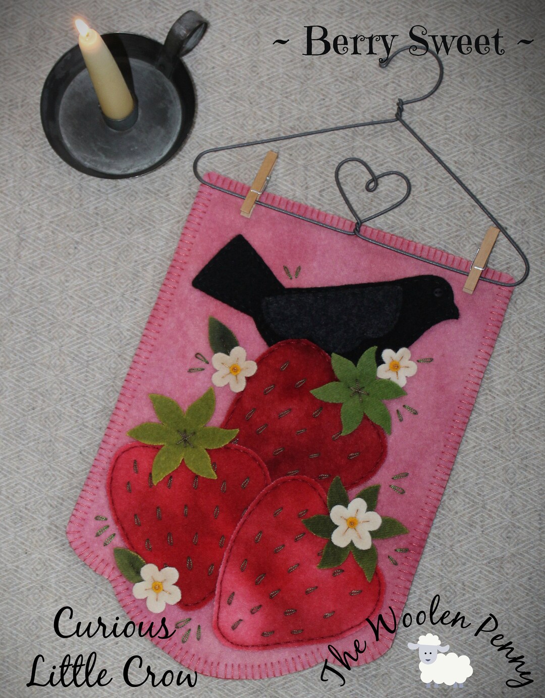 Curious Little Crow ~berry Sweet~ Wool Applique Wall Hanging PDF ...