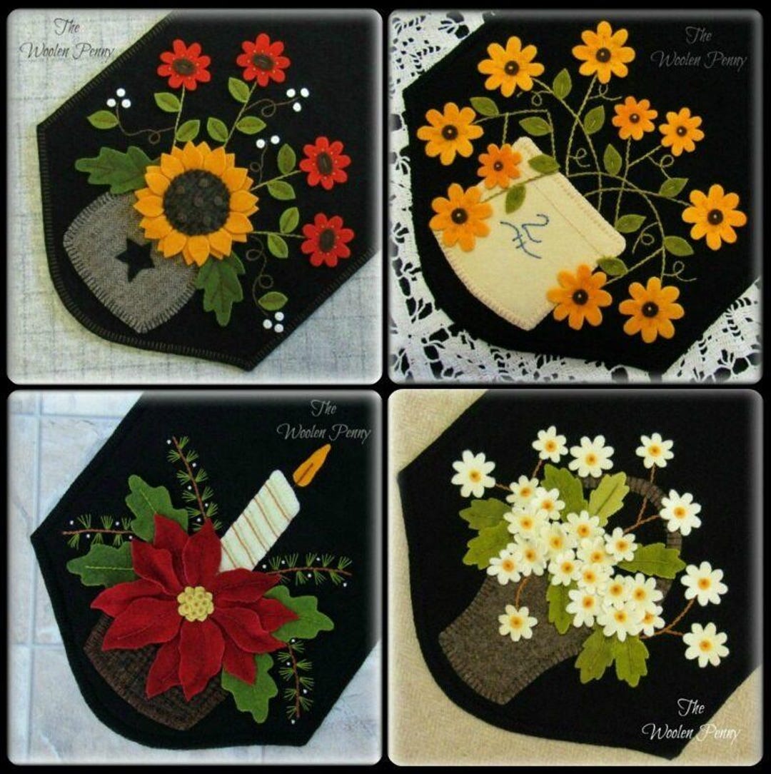Wool Applique Pattern Bundle ~picking Daisies, Autumn Daze, Christmas ...
