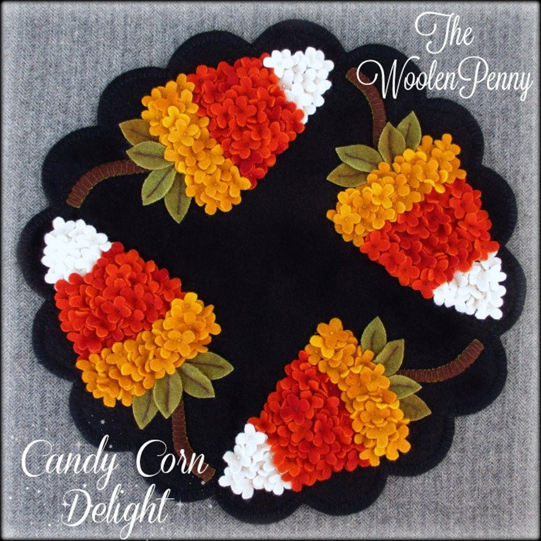 Candy Corn Delight Wool Applique Candle Mat *DIGITAL PATTERN* - Etsy