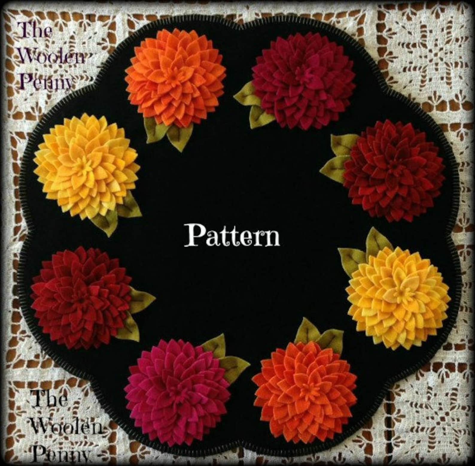 Bloomin' Dahlias Wool Applique Candle Mat *PDF PATTERN* - Etsy