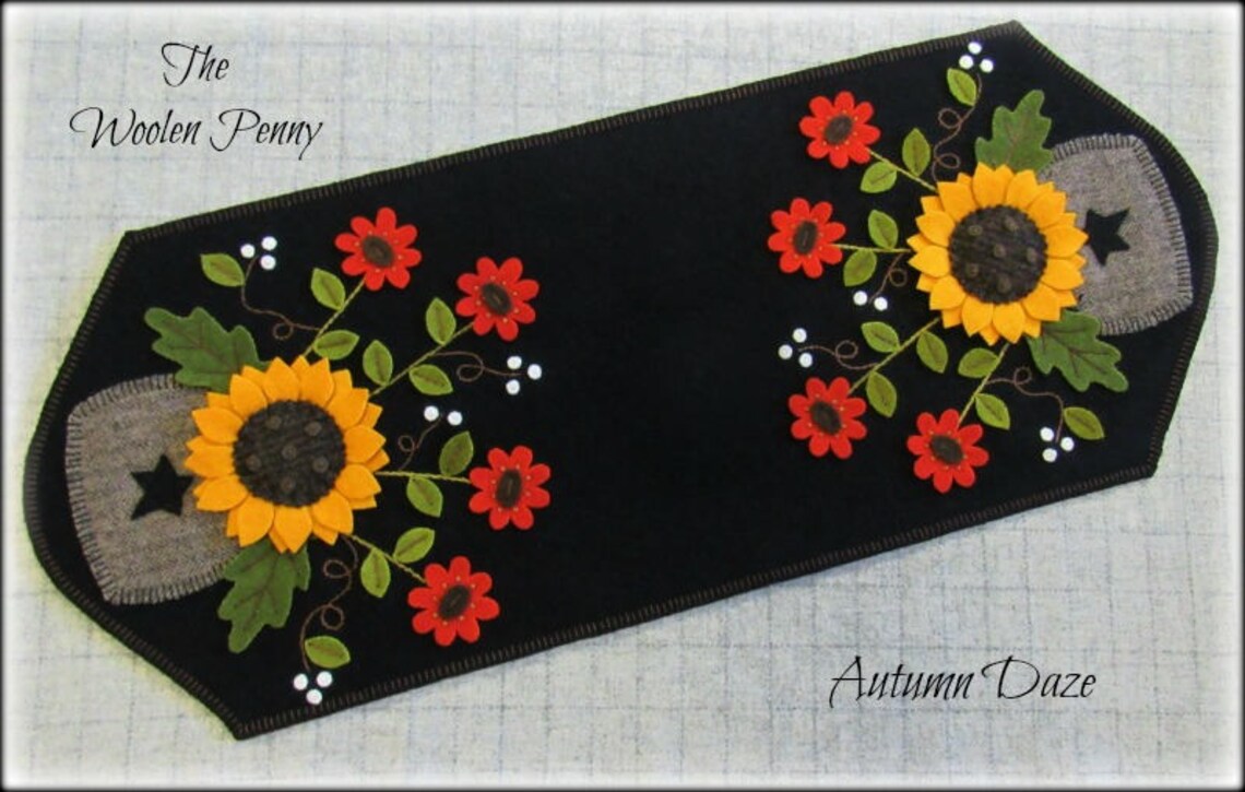 Autumn Daze Wool Applique Penny Rug Table Runner PDF INSTANT PATTERN - Etsy